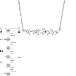 3/8 CT. T.W. Baguette and Round Diamond Scatter Bar Necklace in 10K ...