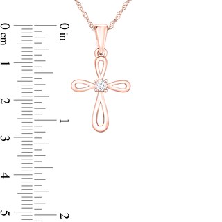 Diamond Accent Loop Cross Pendant in 10K Rose Gold | Zales