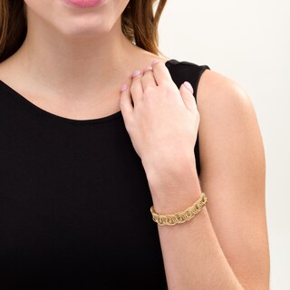 Hollow 13.0mm Rosetta Chain Bracelet in 10K Gold - 7.5" | Zales