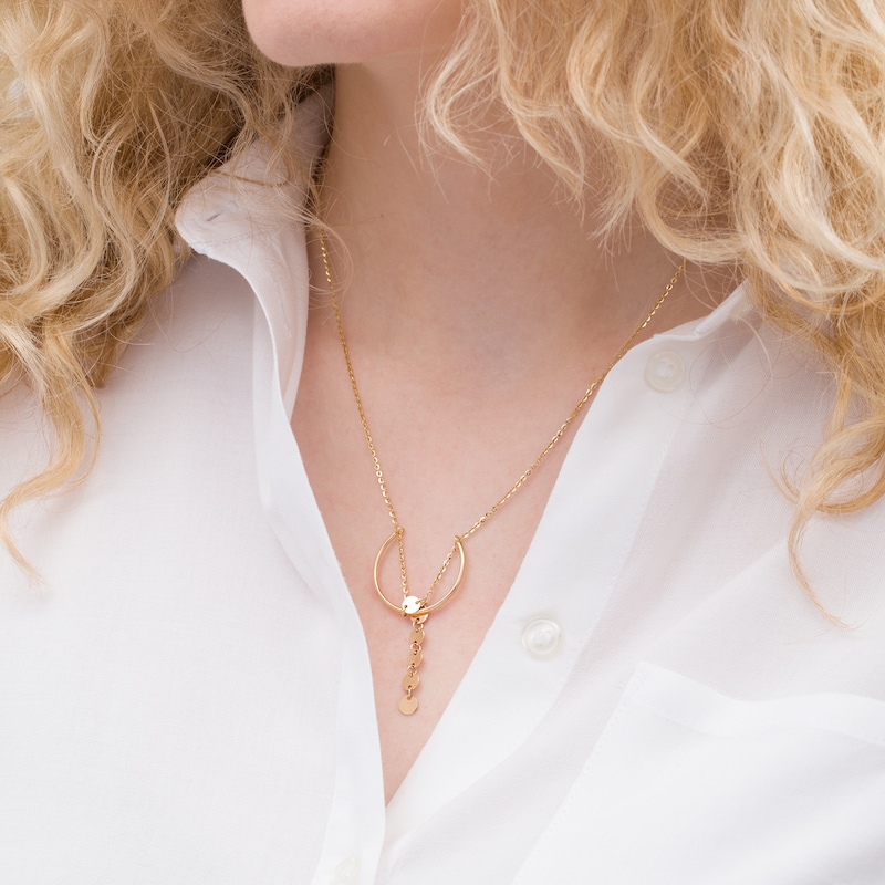 Made in Italy Linear Drop "V" Orbit Necklace in 10K Gold | Zales