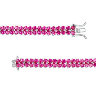 Pear-Shaped Lab-Created Ruby Mirrored Double Row Bracelet in Sterling ...