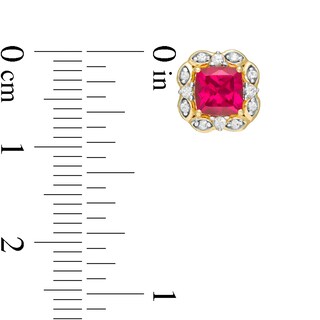 Cushion-Cut Lab-Created Ruby and White Sapphire Ornate Two Piece Set in ...