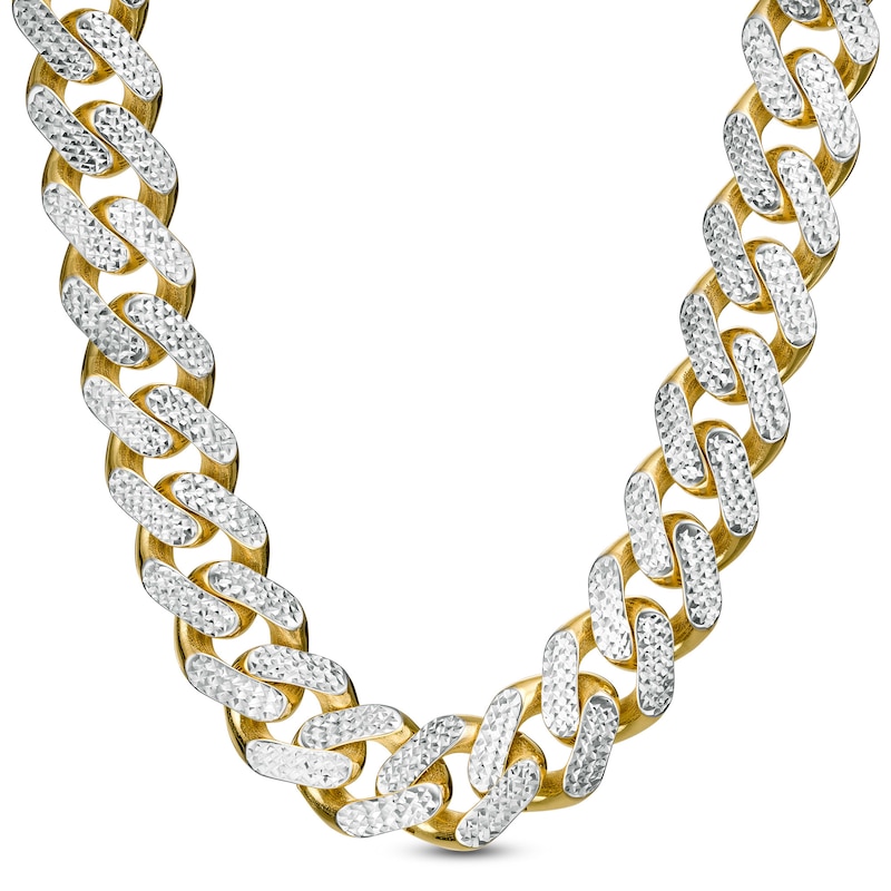 13.5mm Diamond-Cut Curb Chain Necklace in 14K Two-Tone Gold - 24 13.5mm Diamond-Cut Curb Chain Necklace in 14K Two-Tone Gold - 24