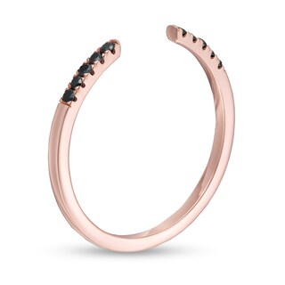1/10 CT. T.W. Black Diamond Open Ring in 10K Rose Gold | Zales