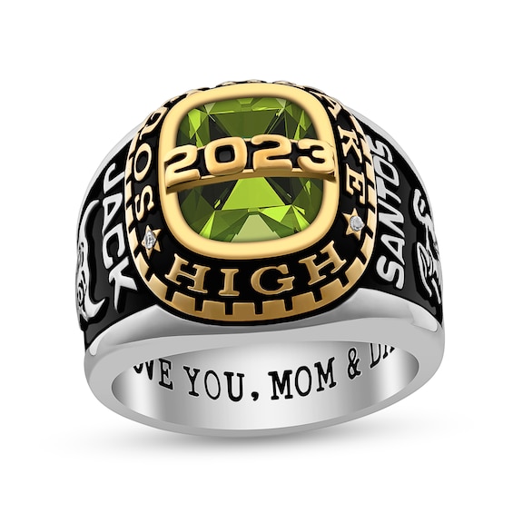 Mens Simulated Birthstone And Diamond Accent High School Class Ring In