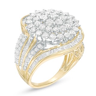 3 CT. T.W. Composite Diamond Multi-Row Bypass Ring in 10K Gold | Zales