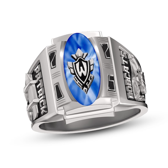 Mens Simulated Oval Birthstone High School Class Ring 1 Stone Zales