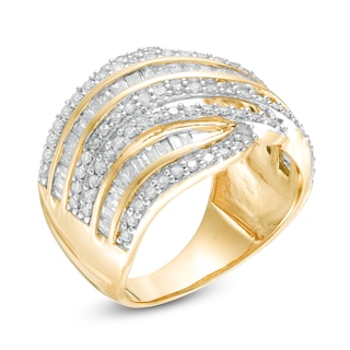 1-1/2 CT. T.W. Diamond Multi-Row Waves Ring in 10K Gold | Zales
