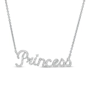 1/5 CT. T.W. Diamond "Princess" Necklace in Sterling Silver | Zales