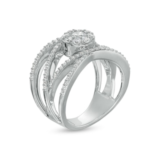 1 CT. T.W. Composite Diamond Orbit Ring in 10K White Gold | Zales