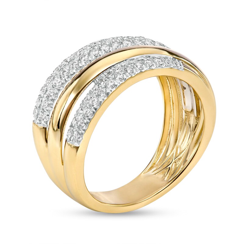 1/2 CT. T.W. Diamond Double Row Slant Ring in 10K Gold | Zales
