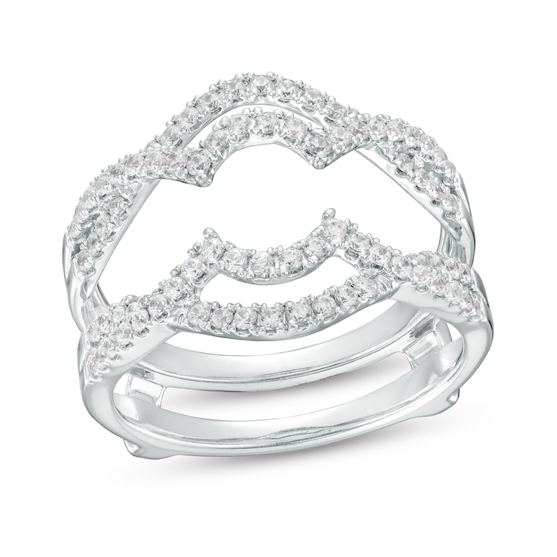 1/2 CT. T.W. Diamond Contour Crossover Solitaire Enhancer in 14K White ...