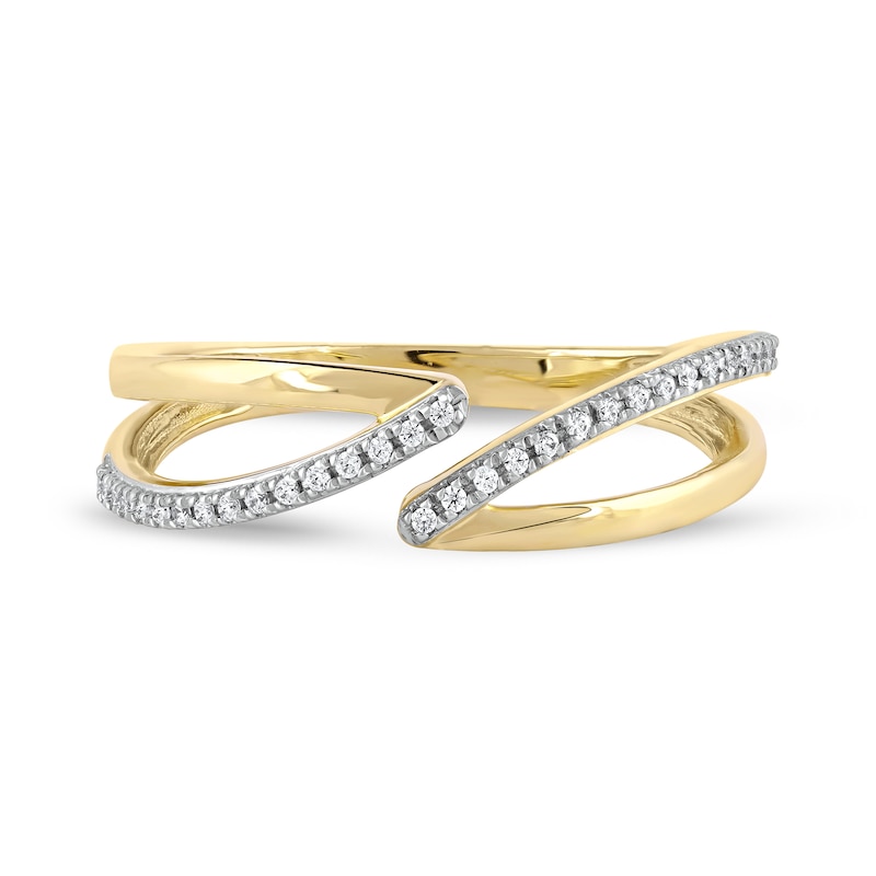 1/10 CT. T.W. Diamond Open Shank Bypass Wrap Ring in 10K Gold | Zales