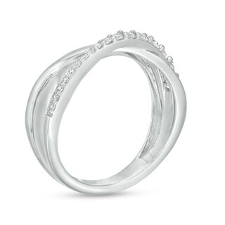 1/3 CT. T.W. Diamond Triple Row Crossover Ring in 10K White Gold | Zales