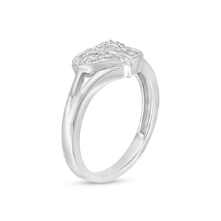1/20 CT. T.W. Diamond Double Heart Open Shank Ring in Sterling Silver ...