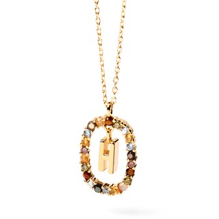 PDPAOLA™ at Zales Multi-Color "H" Pendant in Sterling Silver with 18K ...