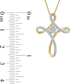 1/4 CT. T.W. Multi-Diamond Looped Cross Pendant in 10K Gold | Zales