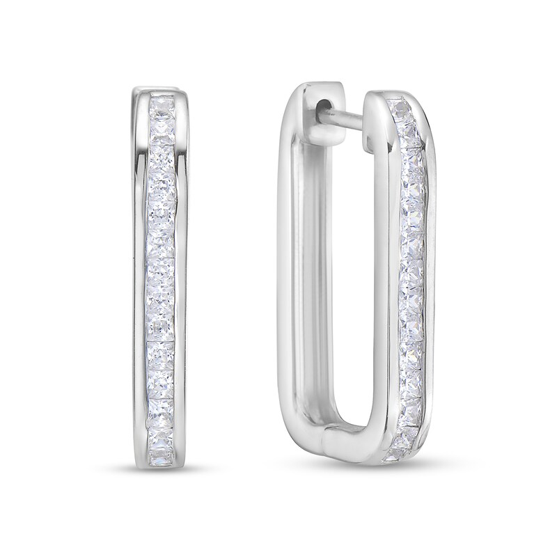 Princess Cut Diamond Hoop Earrings