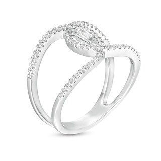 1/3 CT. T.W. Diamond Open Shank Loop Ring in 10K White Gold | Zales