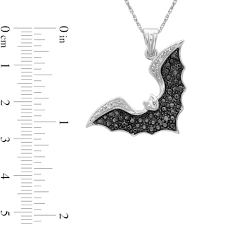 Black and White Diamond Accent Beaded Tilted Bat Drop Pendant in ...