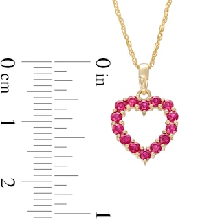 Ruby Heart Outline Drop Pendant in 10K Gold | Zales