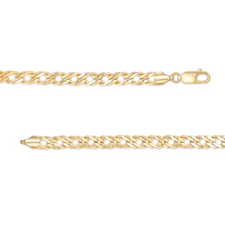 4.7mm Multi-Finish Double Curb Chain Necklace in Hollow 10K Gold - 18 ...