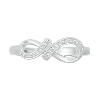 1/20 CT. T.W. Diamond Infinity Ribbon Promise Ring in Sterling Silver ...