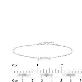 Love Talks 1/8 CT. T.W. Diamond "Sister" Script Bracelet in 10K White ...