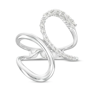 1/3 CT. T.W. Diamond Bypass Open Shank Loop Ring in Sterling Silver | Zales