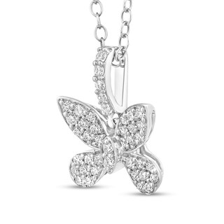 1/4 CT. T.W. Diamond Butterfly Drop Pendant in 10K White Gold | Zales