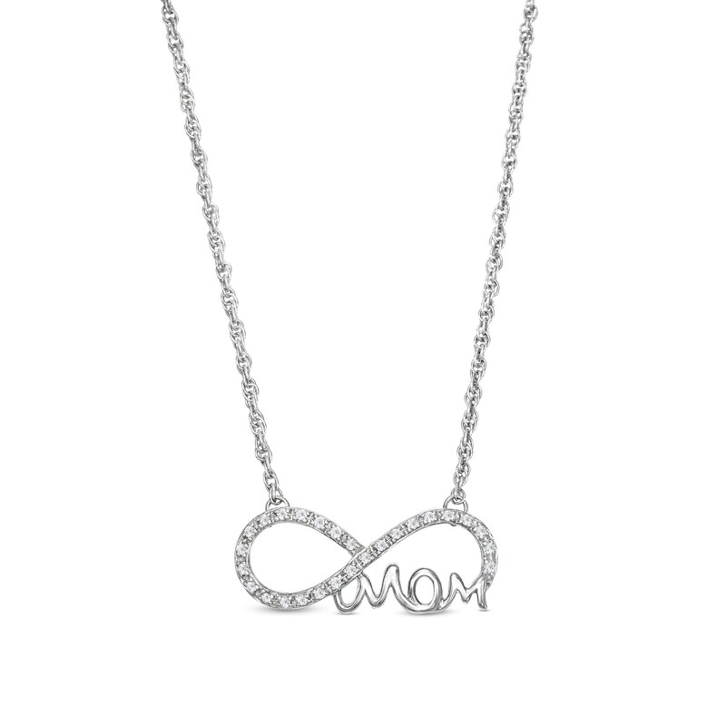1/10 CT. T.W. Diamond Cursive "mom" Infinity Necklace in Sterling ...