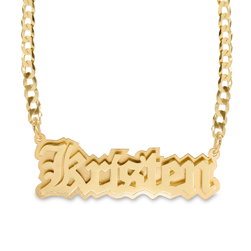 Gothic Style Name Plate Necklace In Sterling Silver With 14k Gold Plate 1 Line Zales