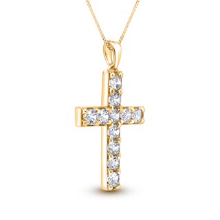 2-3/4 CT. T.W. Diamond Bar Cross Pendant in 14K Gold | Zales