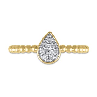 1/8 CT. T.W. Pear Multi-Diamond Bead Shank Ring in 10K Gold | Zales