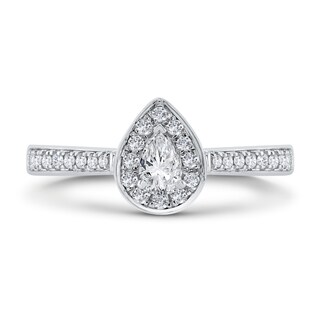1/4 CT. T.W. Pear-Shaped Diamond Teardrop Frame Promise Ring in 10K ...