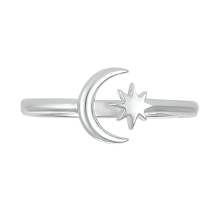 Crescent Moon and Star Wrap Toe Ring in Sterling Silver | Zales
