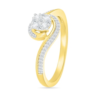 1/5 CT. T.W. Multi-Diamond Swirl Bypass Ring in Sterling Silver with ...