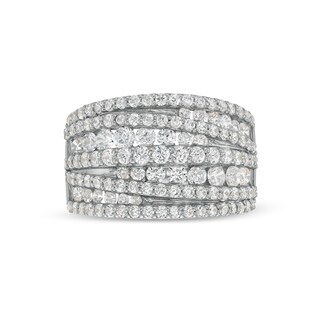 2 CT. T.W. Diamond Layered Overlay Multi-Row Band in 10K White Gold | Zales