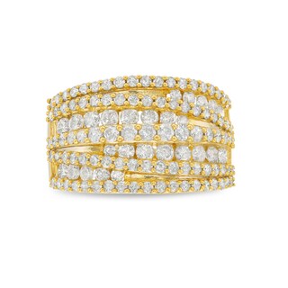 2 CT. T.W. Diamond Layered Overlay Multi-Row Band in 10K Gold | Zales