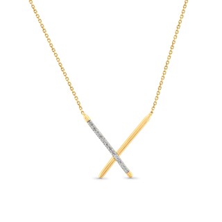 1/10 CT. T.W. Diamond "X" Necklace in 10K Gold | Zales