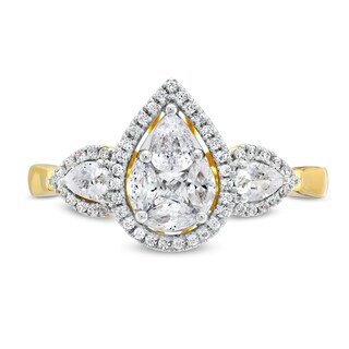 3/4 CT. T.W. Multi-Diamond Pear Composite Framed Engagement Ring in 10K ...