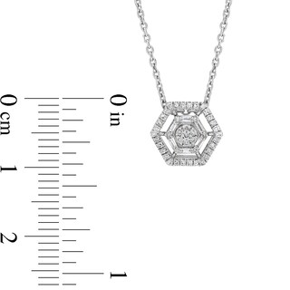 1/6 CT. T.W. Hexagon Multi-Diamond Open Frame Pendant in Sterling ...