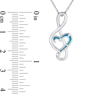 Blue Lab-Created Opal Inlay Treble Clef Music Note Pendant in Sterling ...
