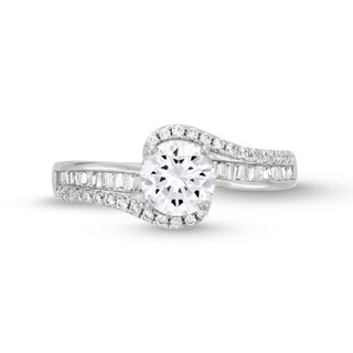 1-1/3 CT. T.W. Multi-Diamond Bypass Engagement Ring in 14K White Gold ...