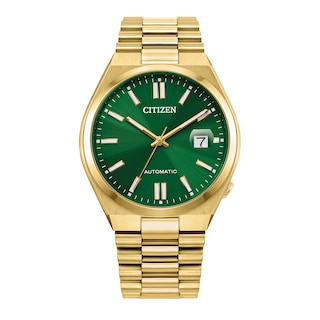 Men's Citizen Tsuyosa Automatic Green Dial Watch in Gold-Tone Stainless ...