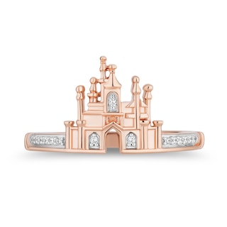 Enchanted Disney 1/5 CT. T.W. Diamond Castle Ring Set in 10K Rose Gold ...