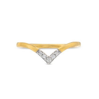 1/20 CT. T.W. Diamond Chevron Stackable Ring in 10K Gold | Zales