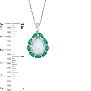 Pear-Shaped Lab-Created Opal, Lab-Created Emerald and White Lab-Created ...