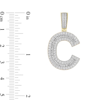 1-1/5 CT. T.W. Baguette and Round Diamond Letter "C" Initial Necklace ...