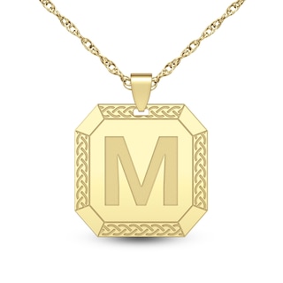 20.0mm Engravable Initial Rope Border Octagon Pendant (1 Initial) - 22 ...